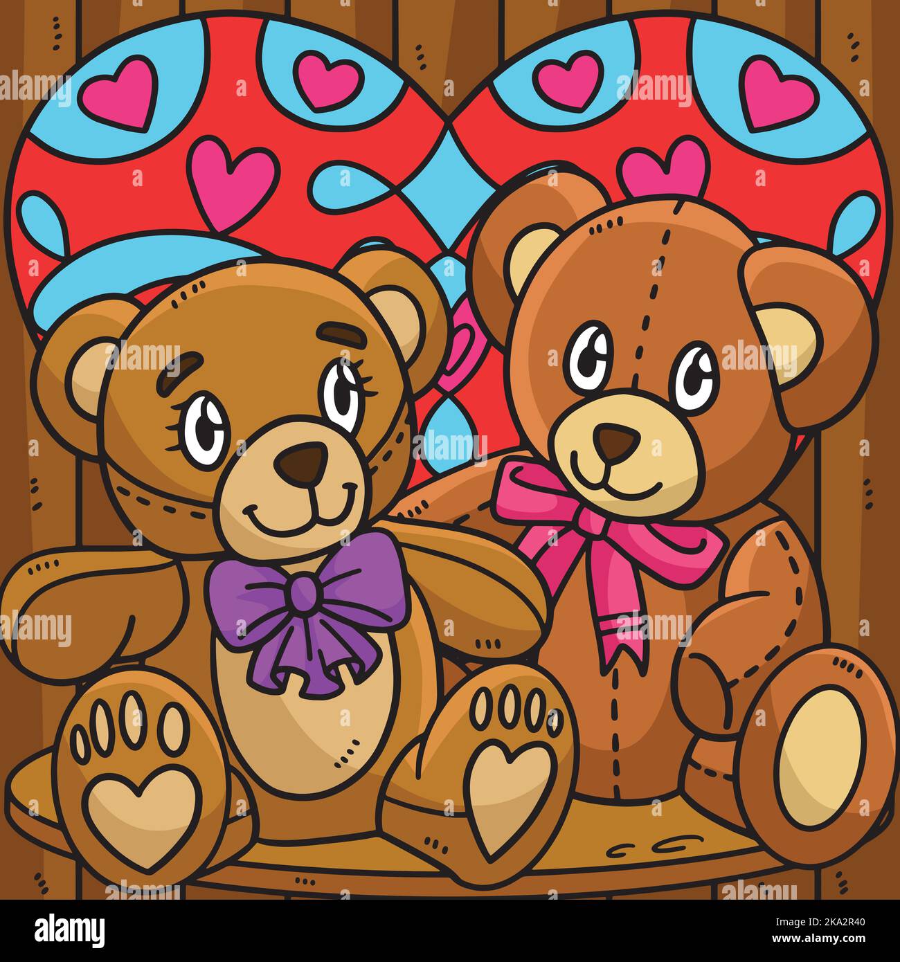 Two Little Bear in Love Colored Cartoon Stock Vector Image & Art - Alamy
