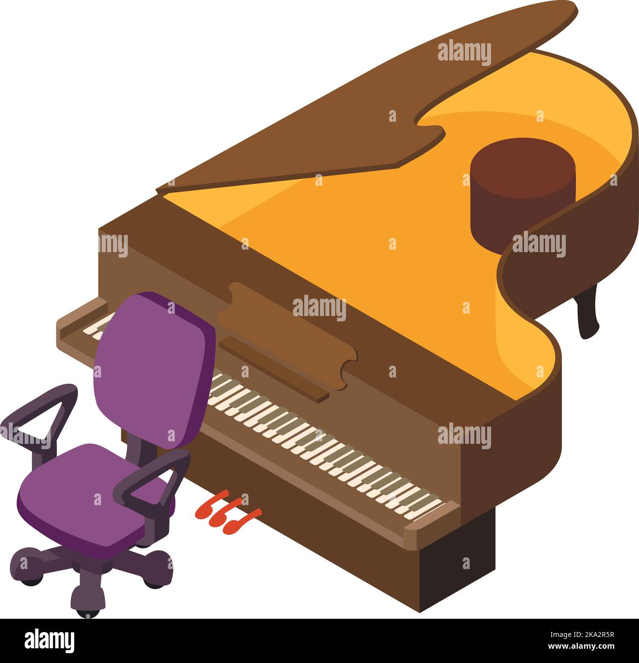 Grand piano icon isometric vector. Keyboard stringed music instrument ...