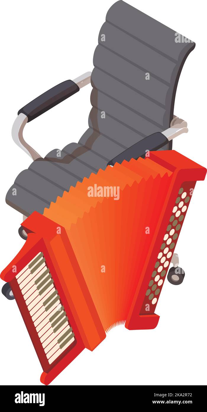 Accordion icon isometric vector. Folk musical instrument near office ...