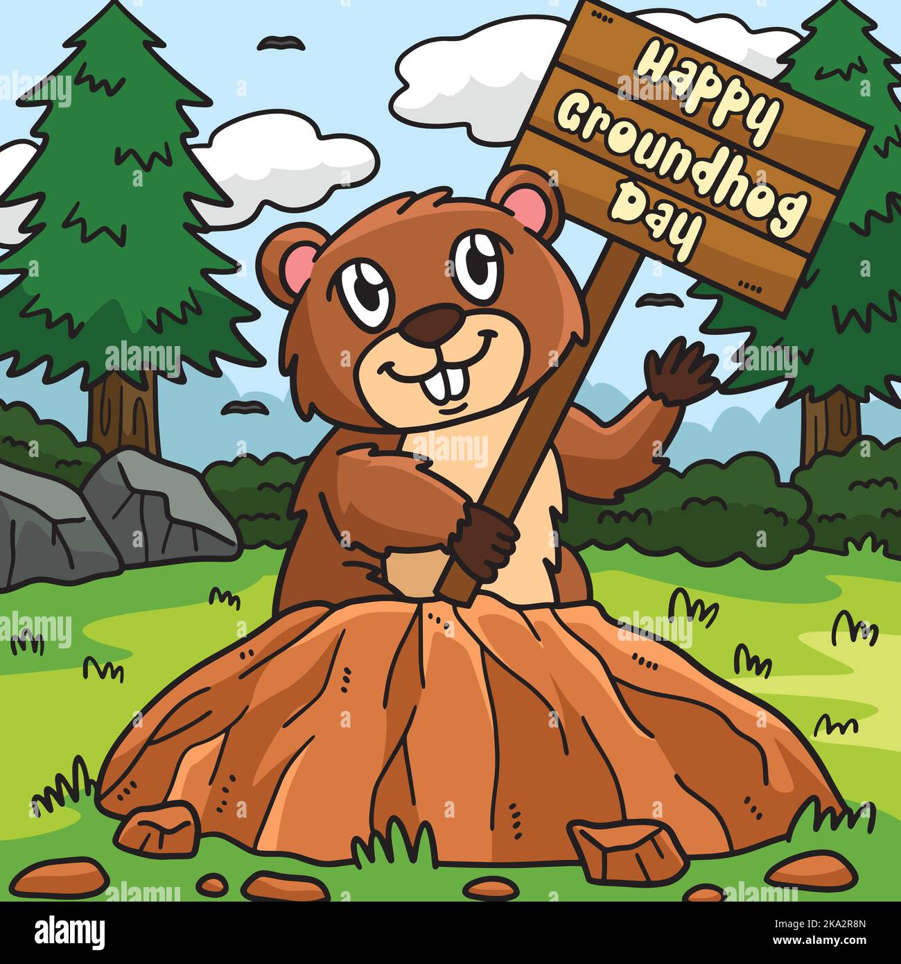Groundhog with Placard Colored Cartoon Stock Vector Image & Art - Alamy