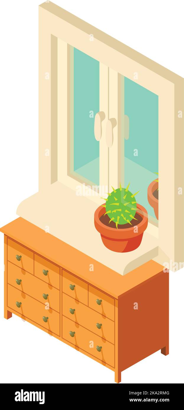 House furniture icon isometric vector. Classic dresser with drawer ...