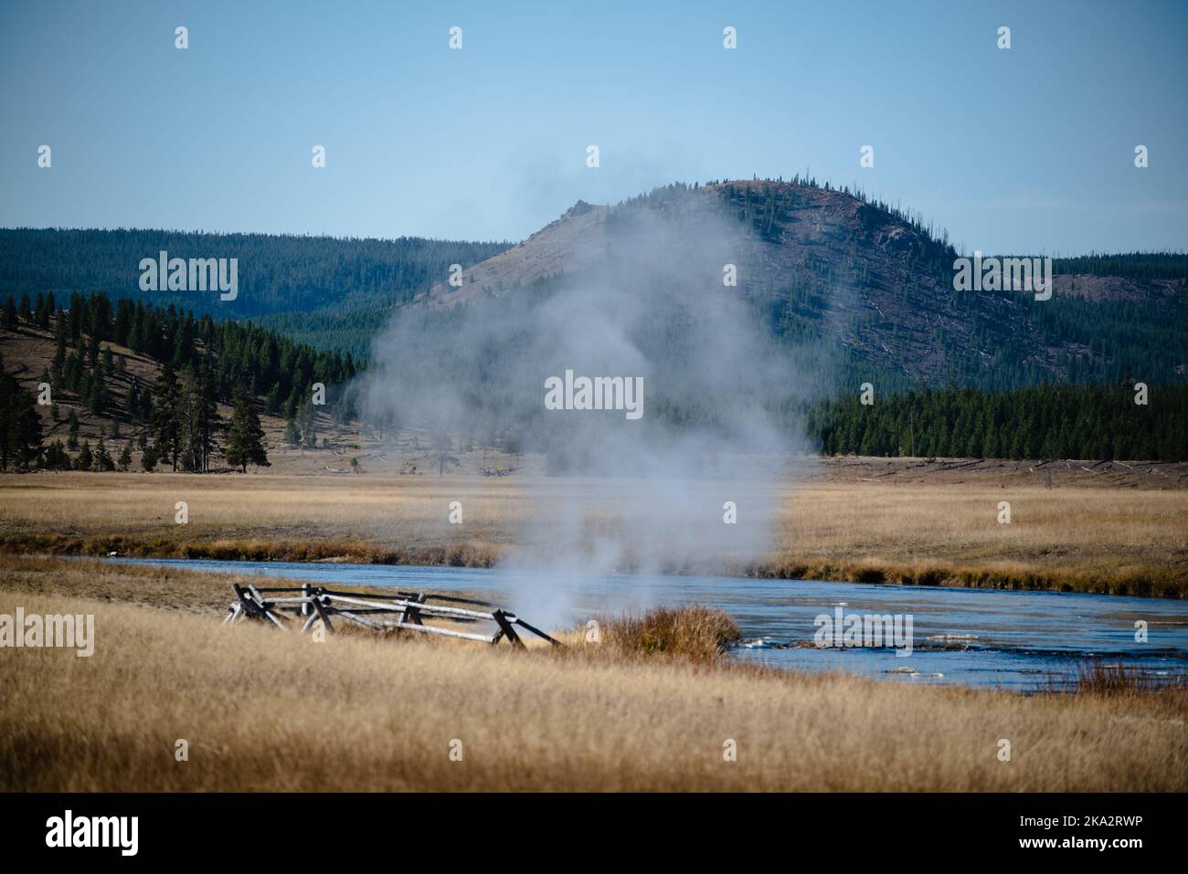 The steam rising from the boiling blue waters Stock Photo - Alamy