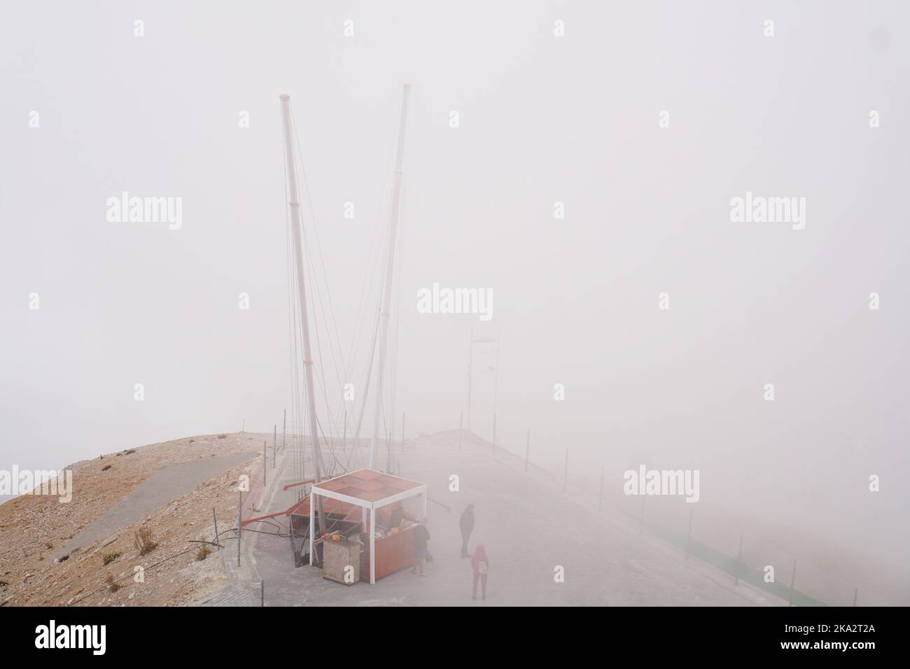 Slingshot attraction on the top of Tahtali mountan with fog sky ...