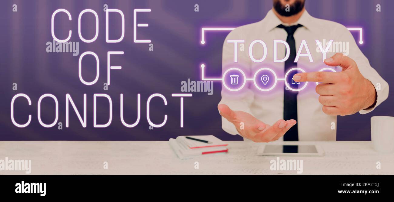Text showing inspiration Code Of Conduct. Business idea set of ... Text showing inspiration Code Of Conduct. Business idea set of ...