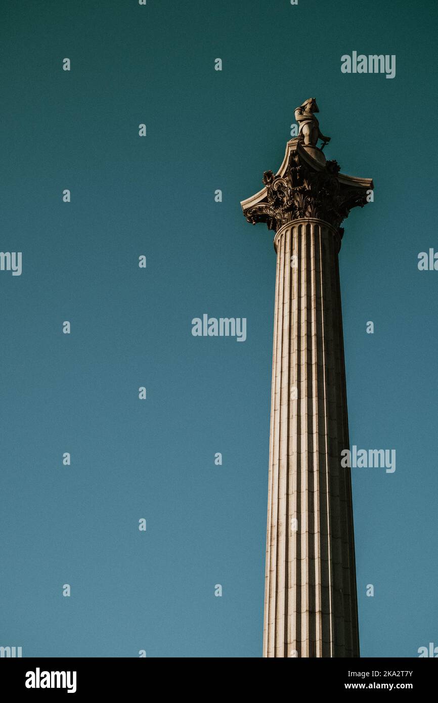 A vertical shot of the historical landmark of Nelson's Column in ...
