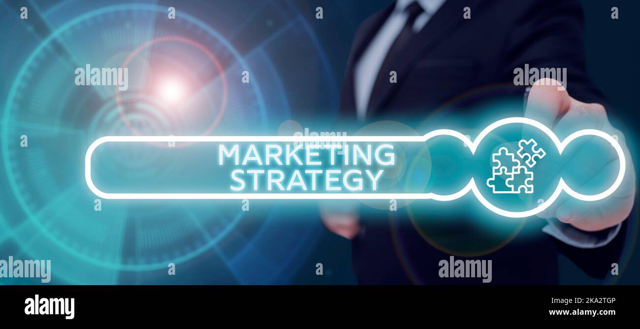Text sign showing Marketing Strategy. Business showcase plan of action ...
