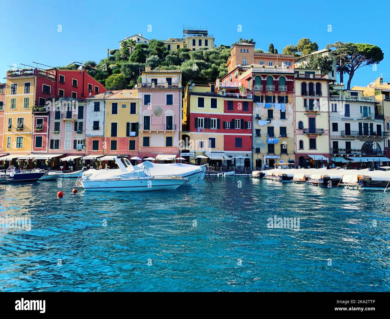 A ship on the harbor in Portofino, Spain Stock Photo - Alamy