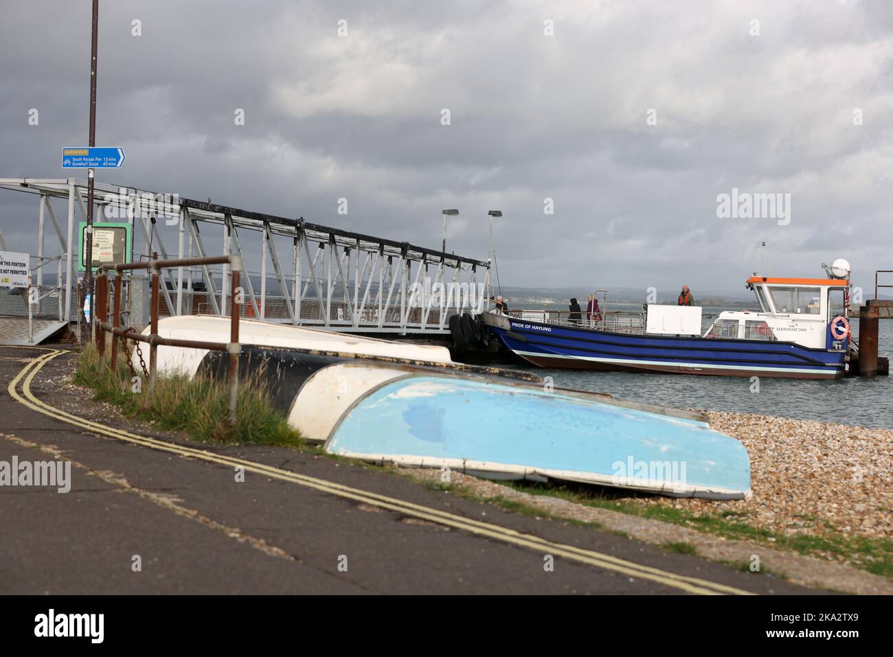 General views of the Hayling Island Ferry in Portsmouth, Hampshire, UK ...