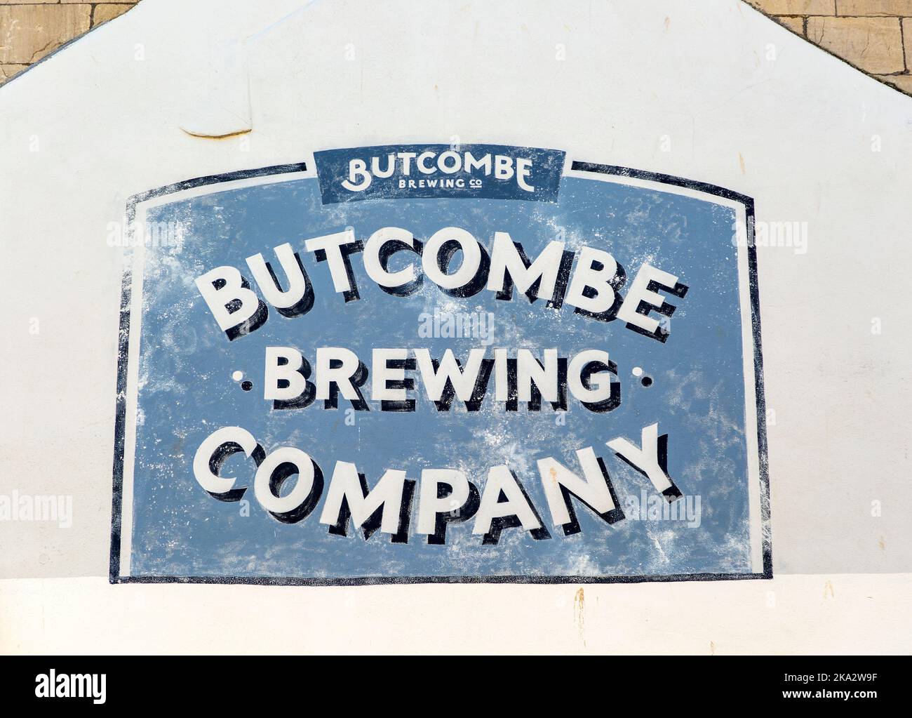 Painted wall advertisng sign for Butcombe Brewing Compnay beer, Bath ...