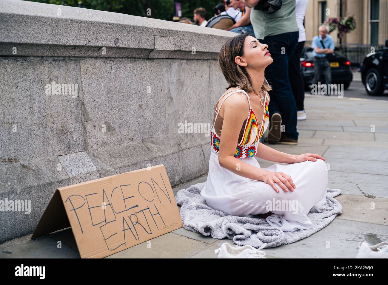 London, UK. July 24, 2021. Peace on Earth. A beautiful young peace ...