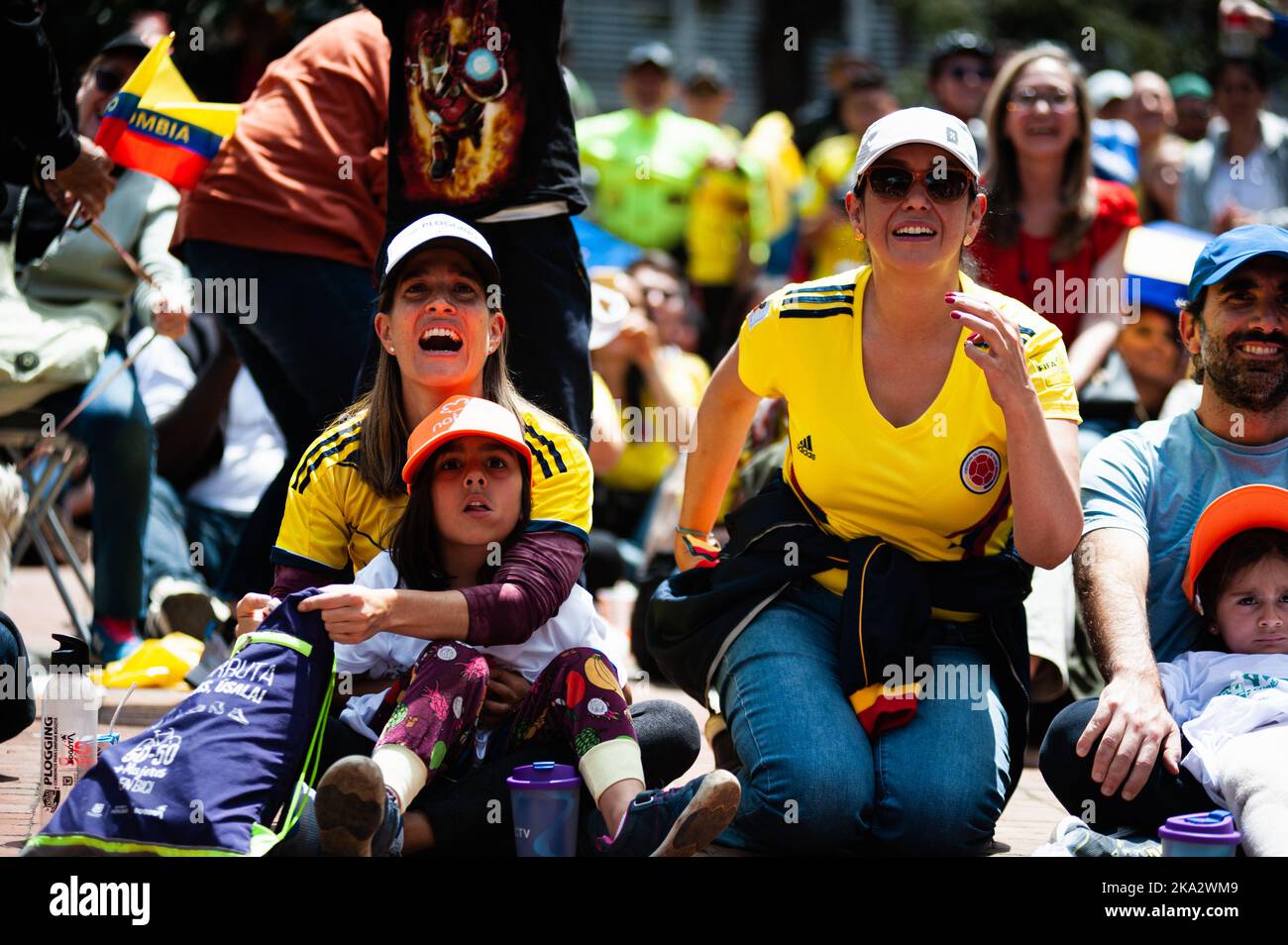 Colombian fans gather and react across Bogota, Colombia to watch the ...