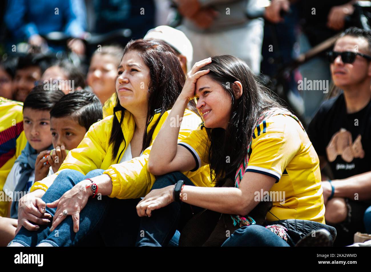 Colombian fans gather and react across Bogota, Colombia to watch the ...