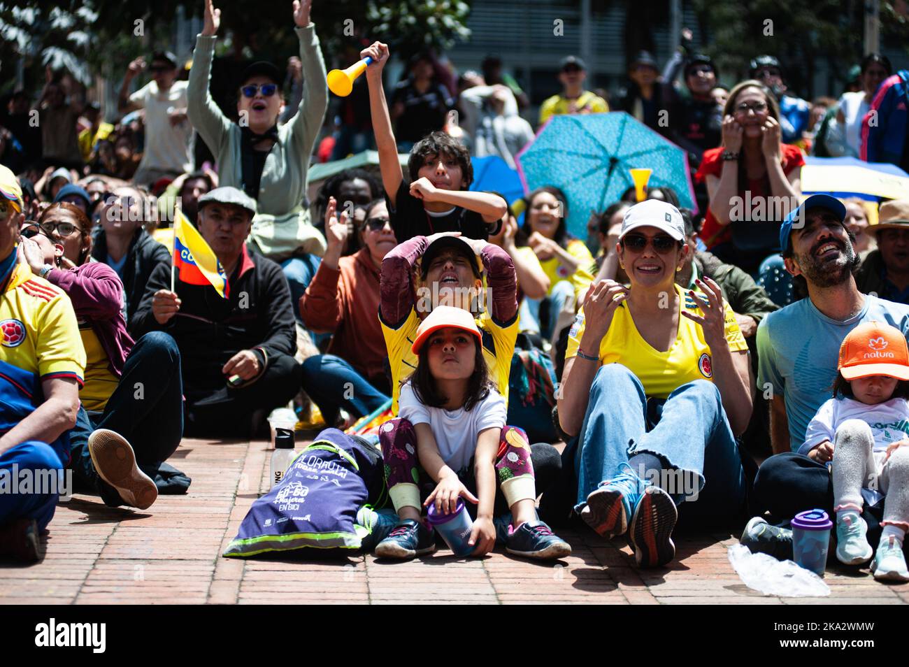 Colombian fans gather and react across Bogota, Colombia to watch the ...