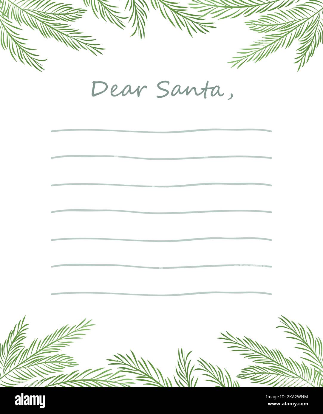 christmas wish list letter to santa claus for kids Stock Vector Image ...