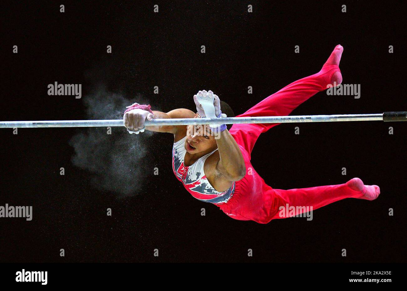 Great Britain's Joe Fraser competes on the high bar during day three of ...
