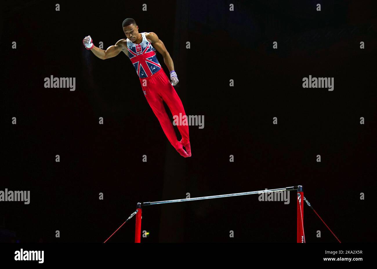 Great Britain's Joe Fraser competes on the high bar during day three of ...