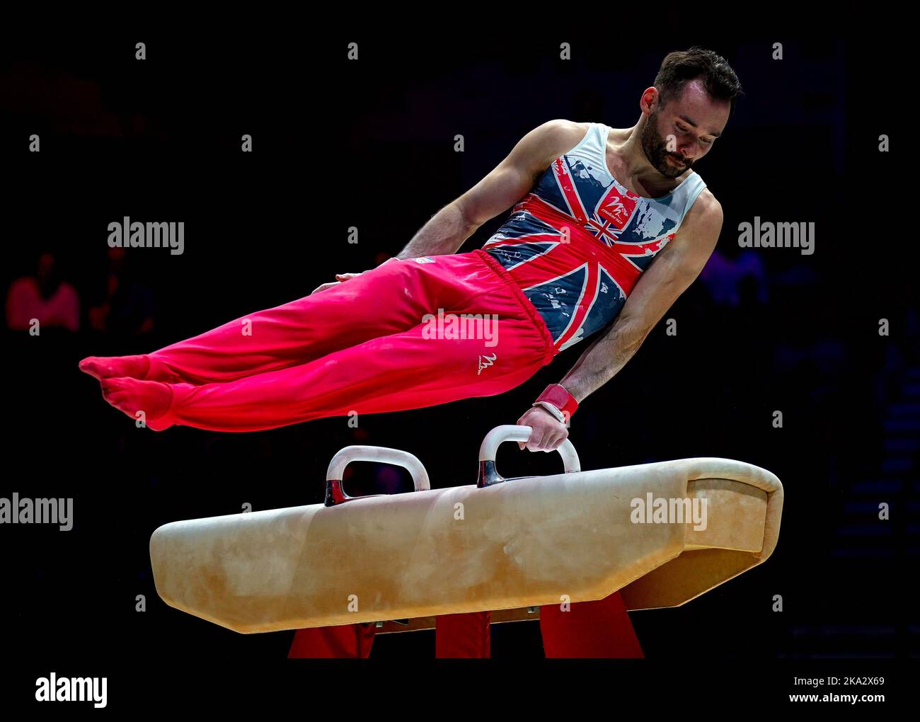 Great Britain's James Hall competes on the pommel horse during day ...