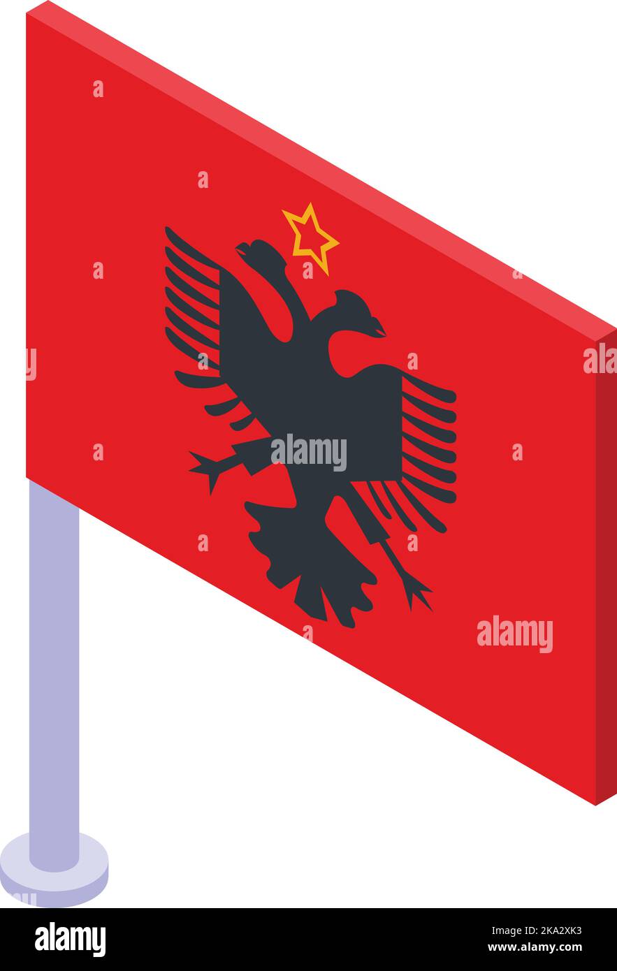 Albania flag icon isometric vector. City travel. Culture map Stock ...