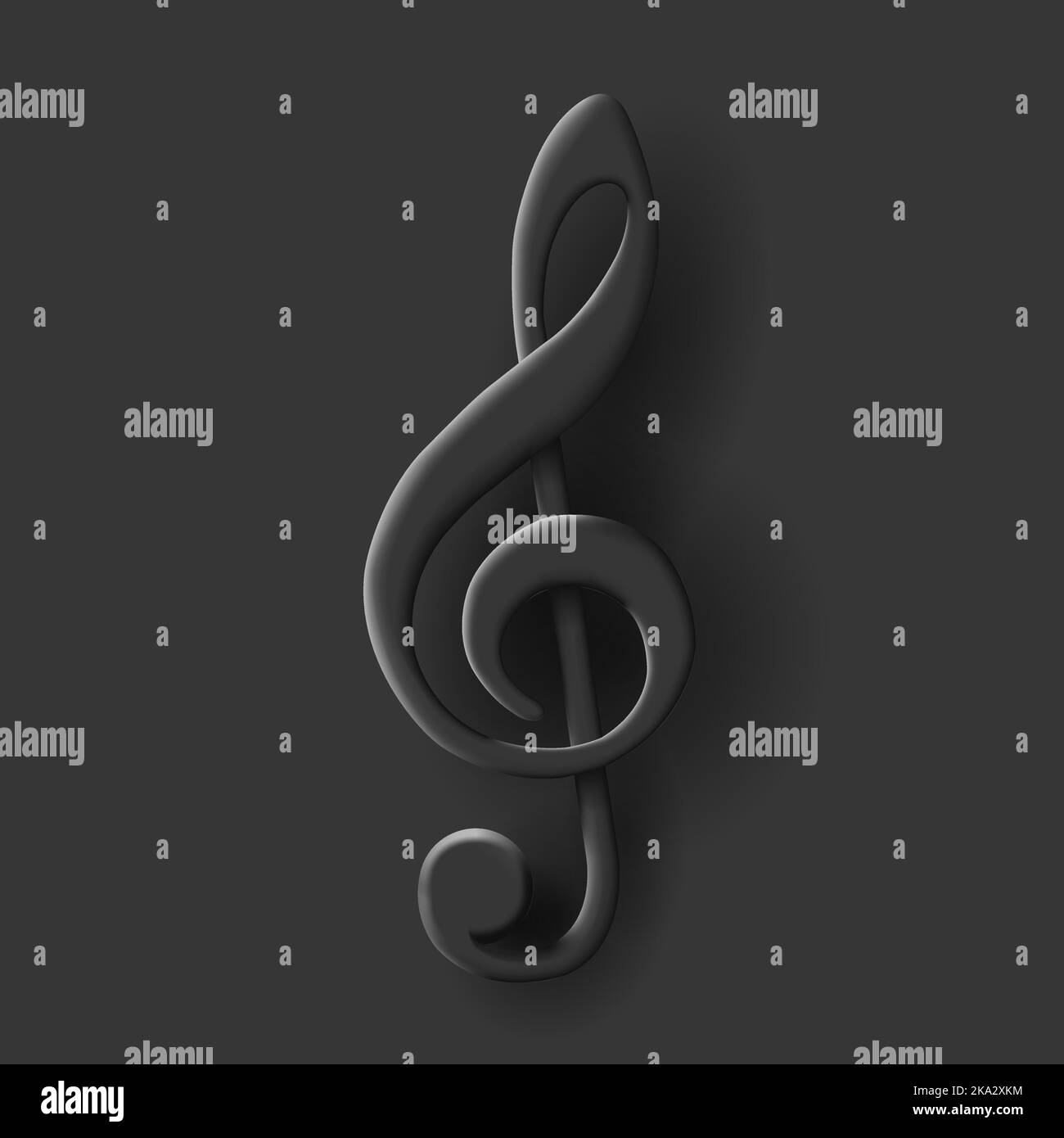 3d black icon of treble clef, black volume monochrome sign with shadow ...
