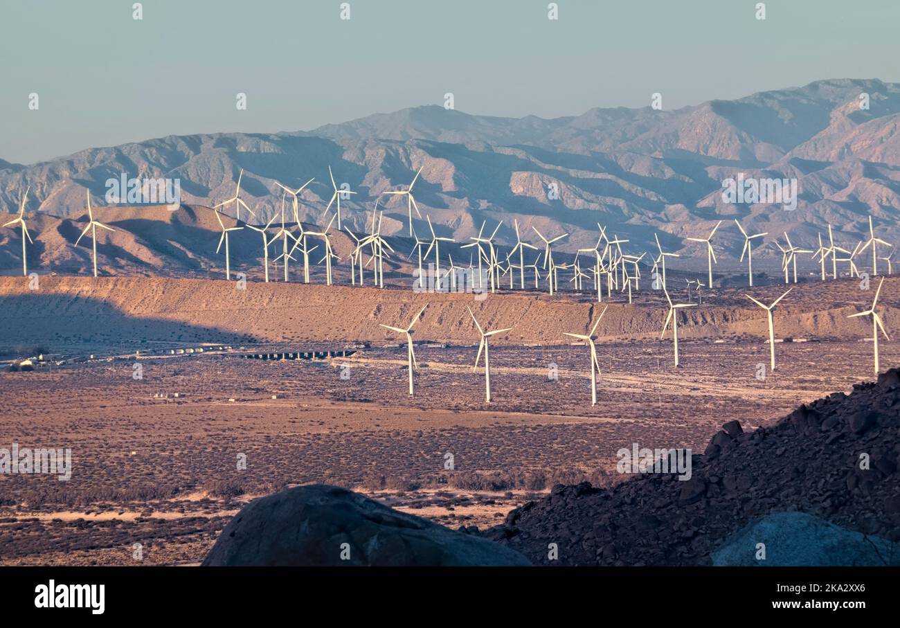 Windmills in the desert, seen from the Pacific Crest Trail, Palm ...