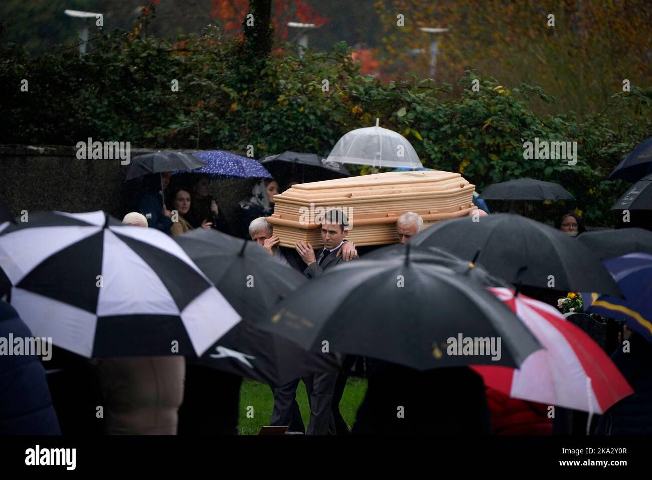 The coffin of CervicalCheck campaigner Lynsey Bennett is carried during ...
