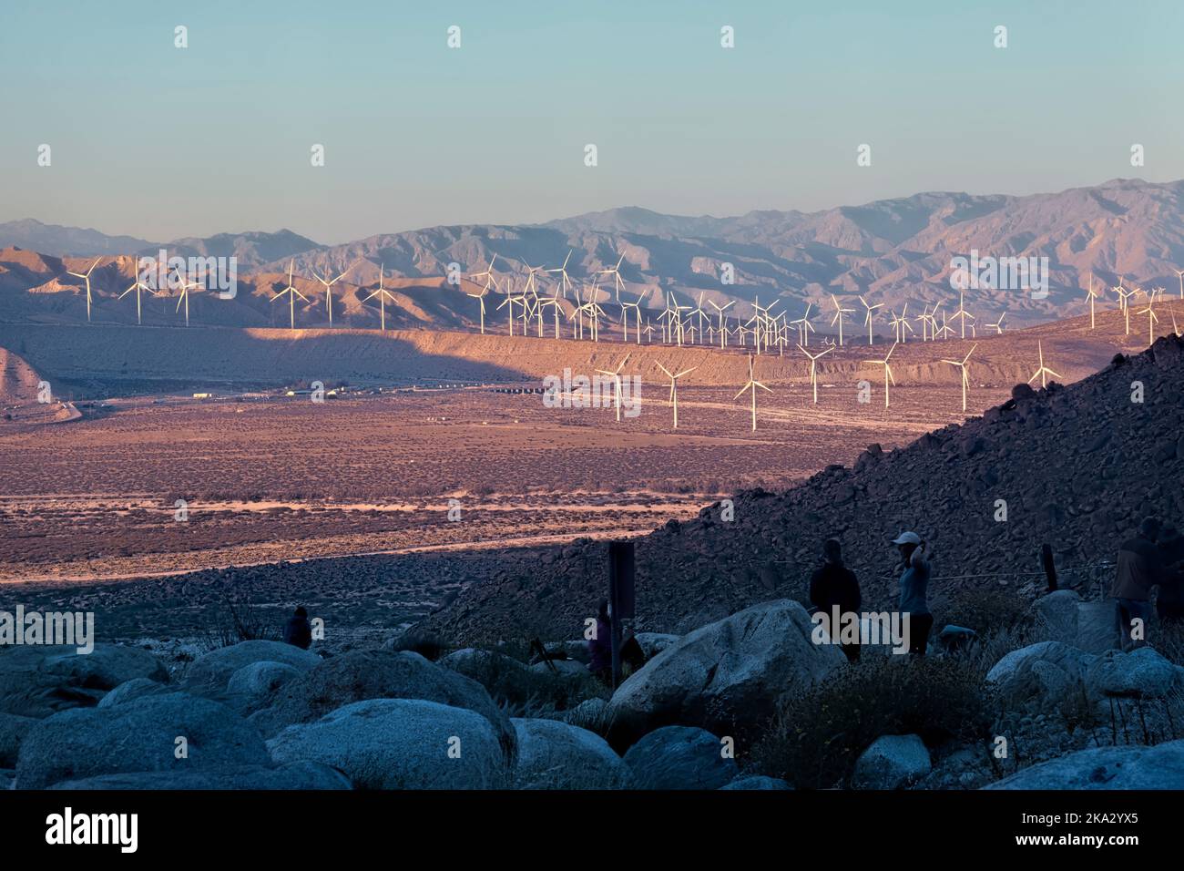 Windmills in the desert, seen from the Pacific Crest Trail, Palm ...