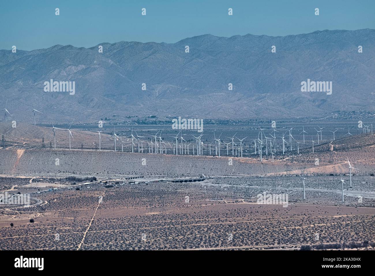 Windmills in the desert, seen from the Pacific Crest Trail, Palm ...