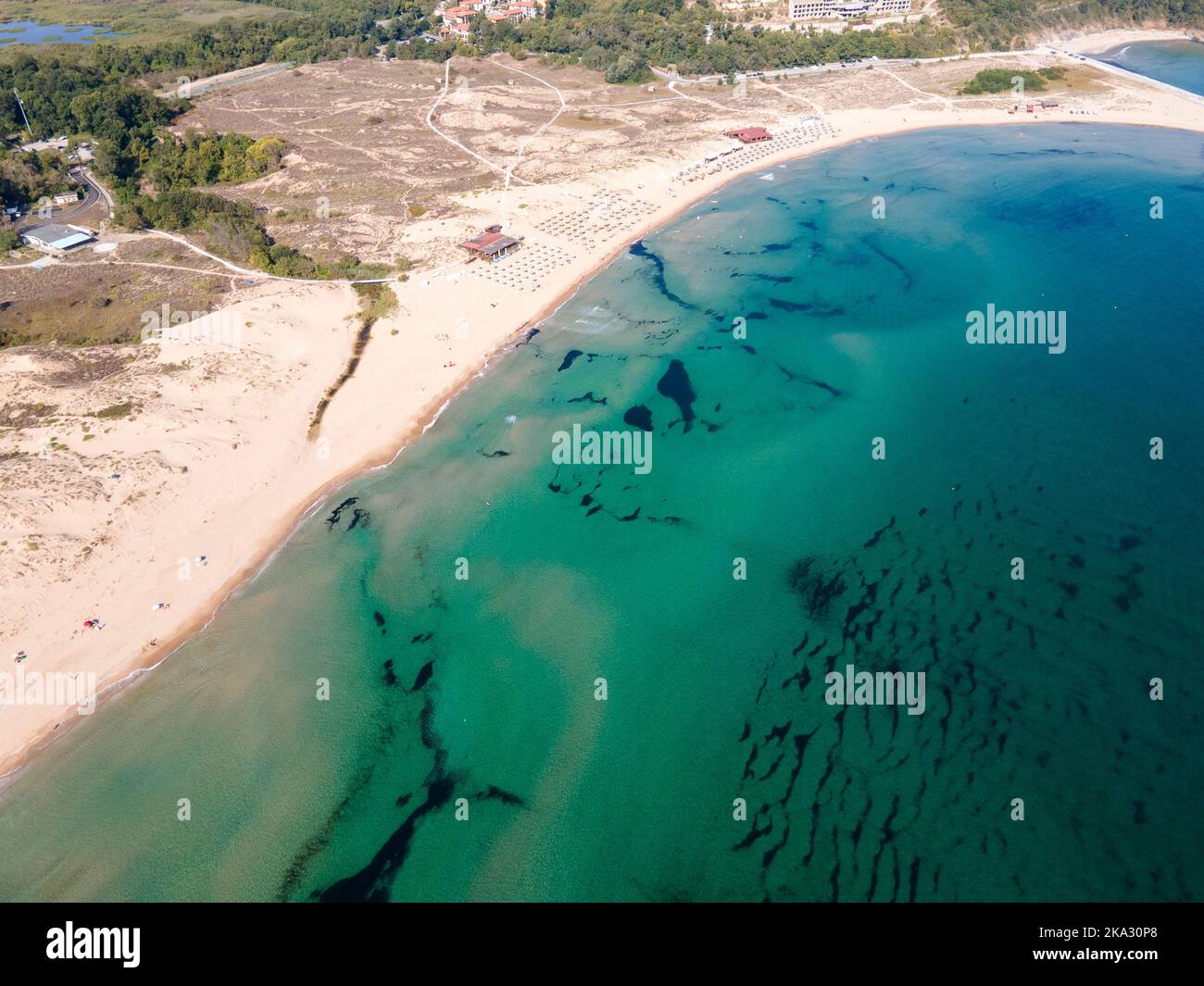Amazing Aerial view of Arkutino beach, Burgas Region, Bulgaria Stock ...