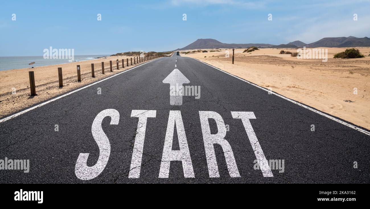 Start, 2023 New Year road trip travel and future vision concept ...