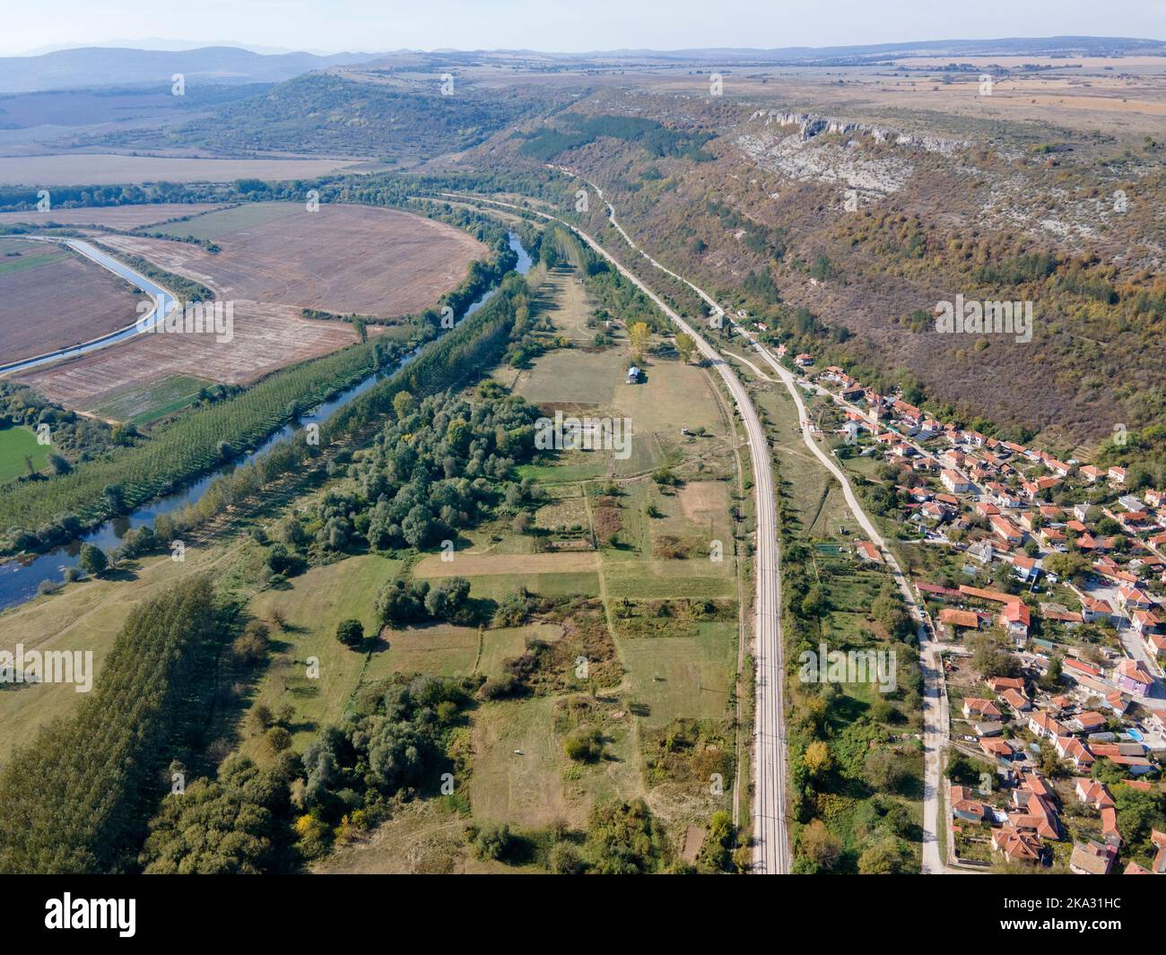 Aerial view of Golyam Dol canyon near village of Kunino, Vratsa Region ...