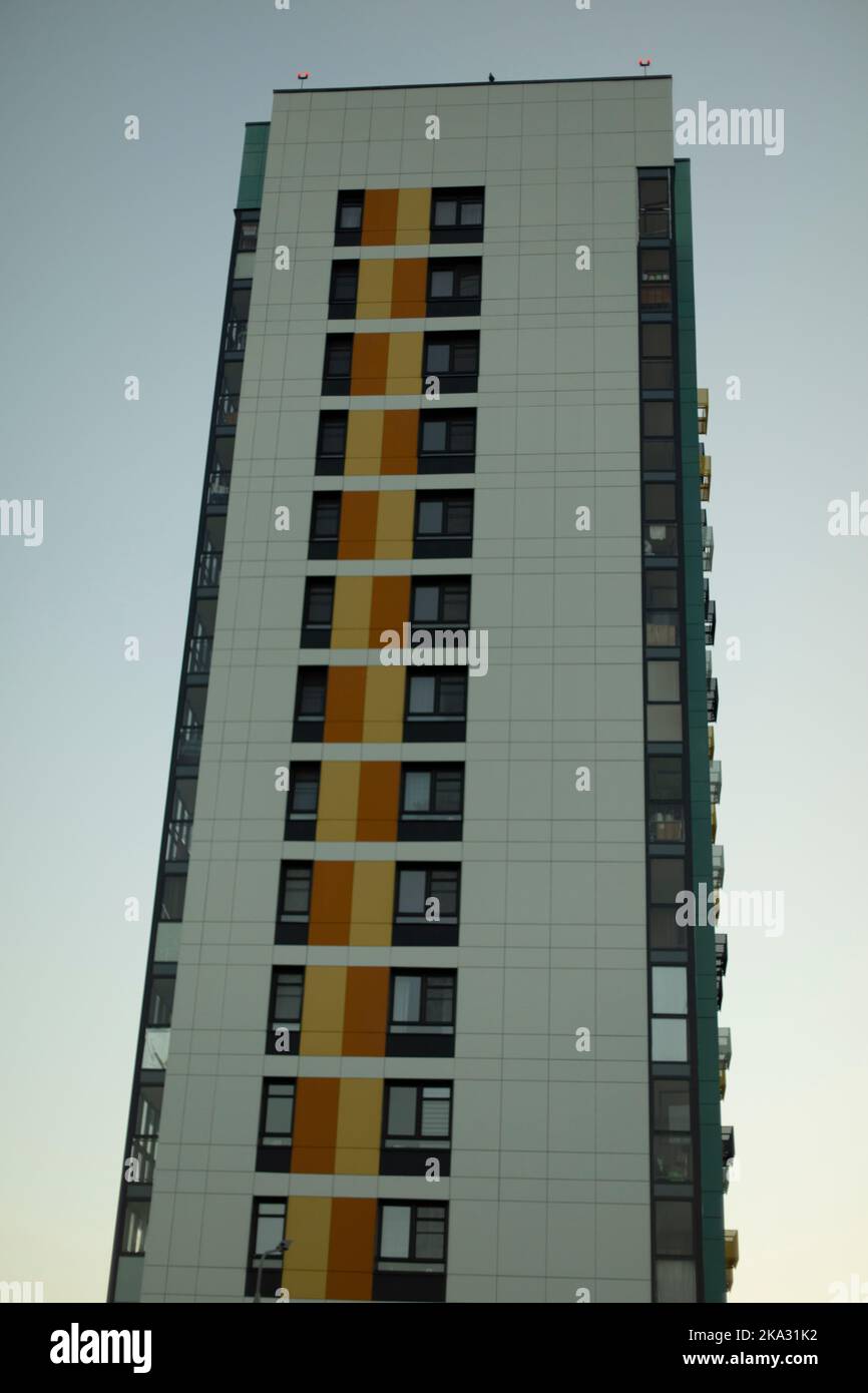 Building in city. House with windows. Architecture in detail. Urban ...