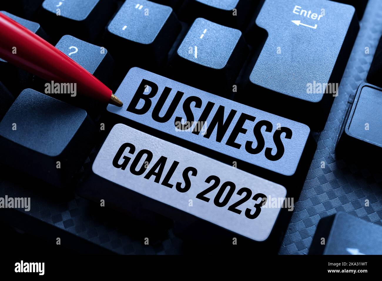 Text caption presenting Business Goals 2023. Word for Setting Higher ...