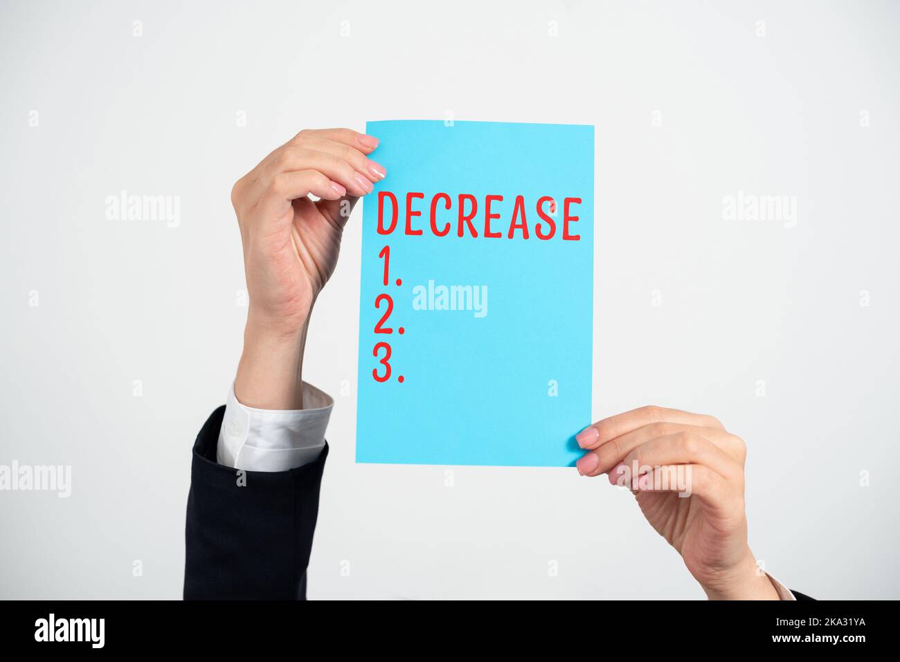 Text caption presenting Decrease. Business overview make or become ...