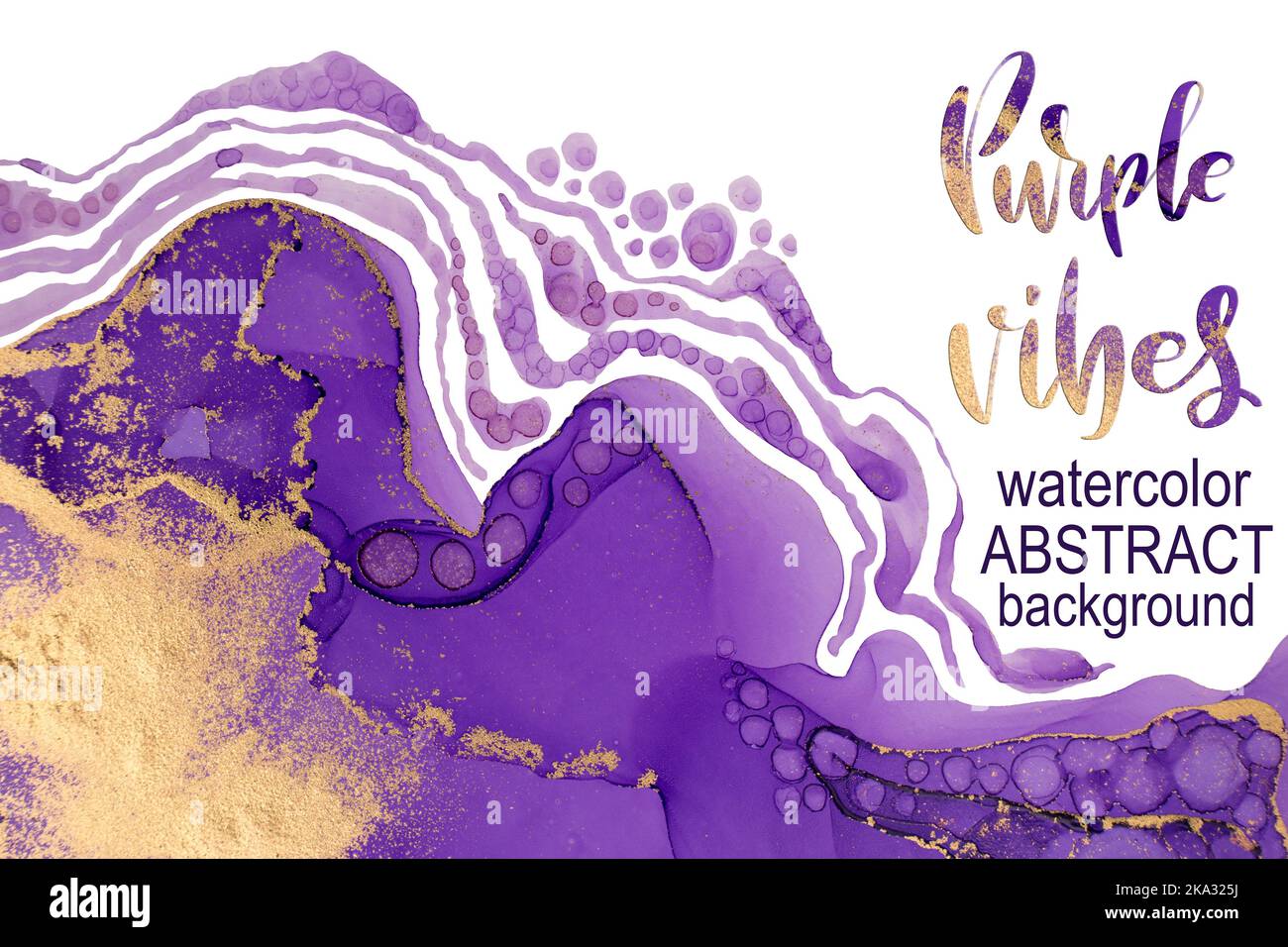 Violet and Gold Ink Flows Artwork Design Template with Copyspace Stock ...