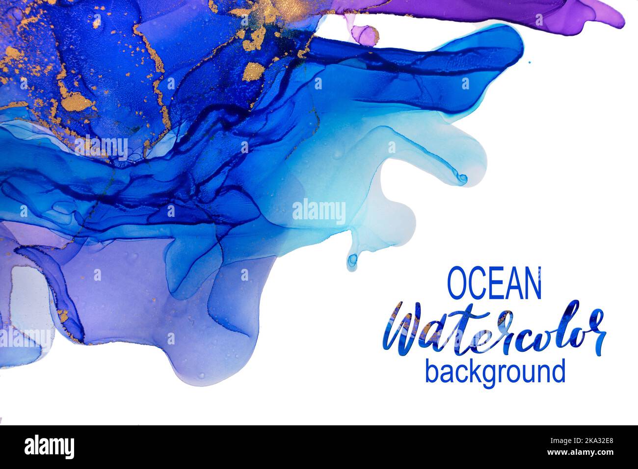 Blue Ink Flow Isolated on White Background. Artwork Template for ...