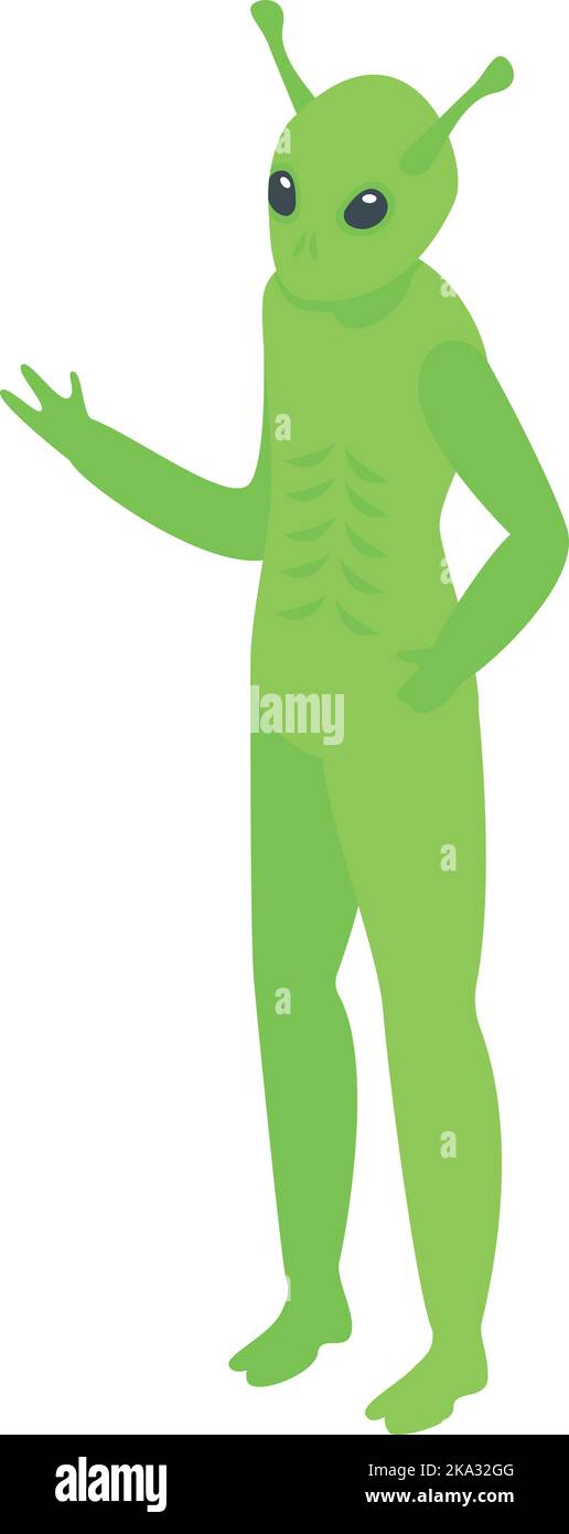 Green alien icon isometric vector. Space character. Funny monster Stock ...