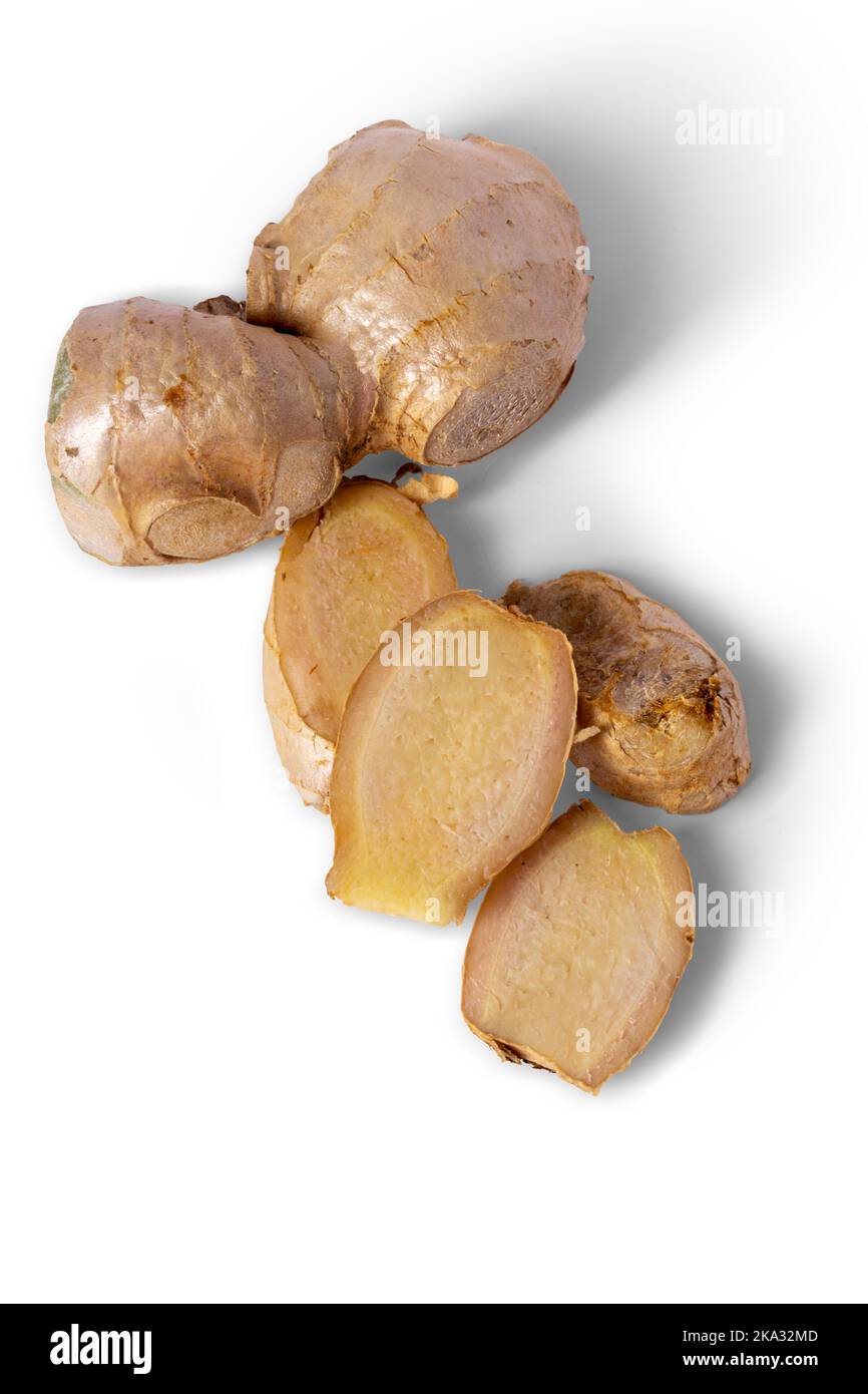 Raw Ginger isolated on white background. Clipping path. Close up Stock ...