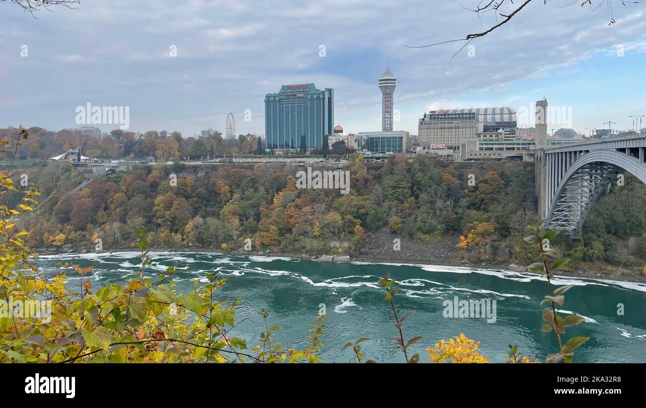 The Rainbow bridge in Niagara Falls, an amazing view of Canada Stock ...