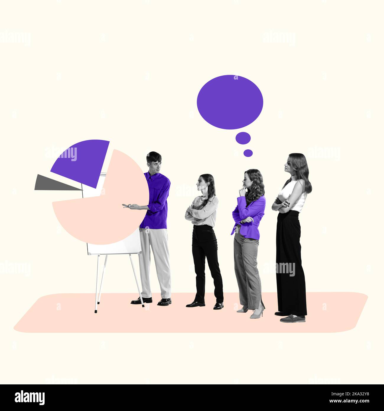 Creative conceptual design. Young man, coach, mentor, teacher having ...