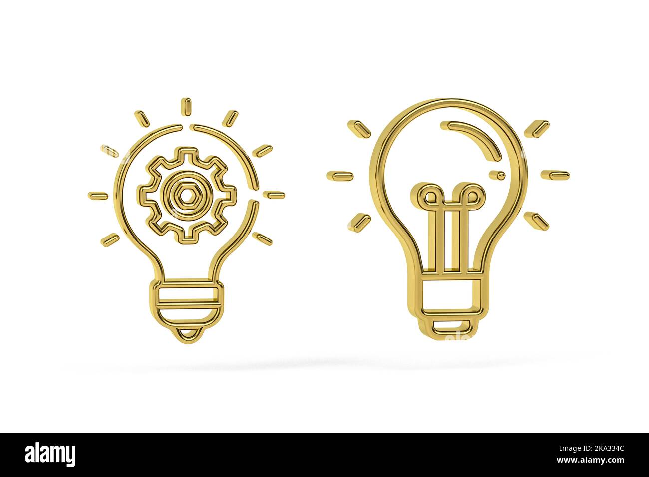 Golden 3d idea icon isolated on white background - 3d render Stock ...