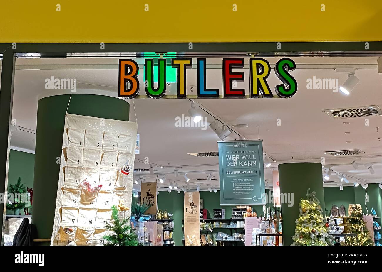 Düsseldorf, Germany - October 9. 2022: View on store entrance with logo ...