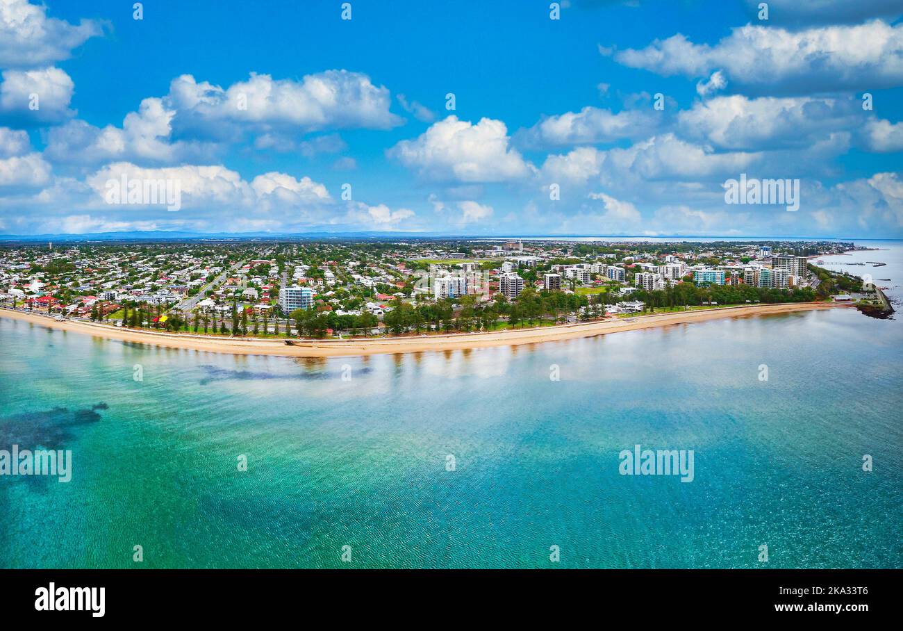 An aerial view of Suttons beach surrounded by buildings and water in ...