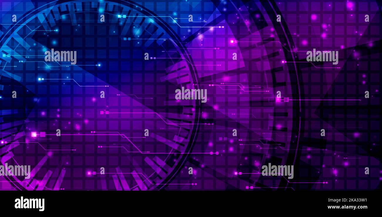 2d illustration Abstract futuristic electronic circuit technology ...