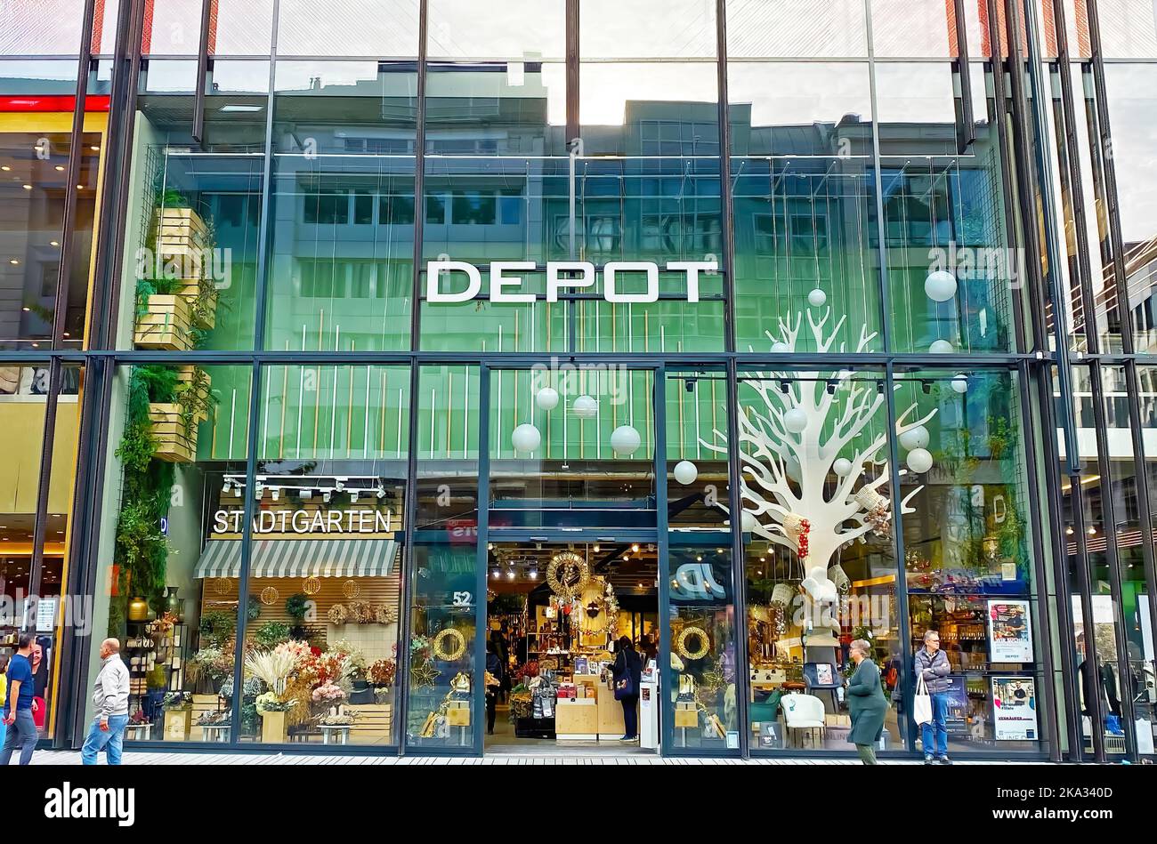 Düsseldorf, Germany - October 9. 2022: View on glass facade with store ...