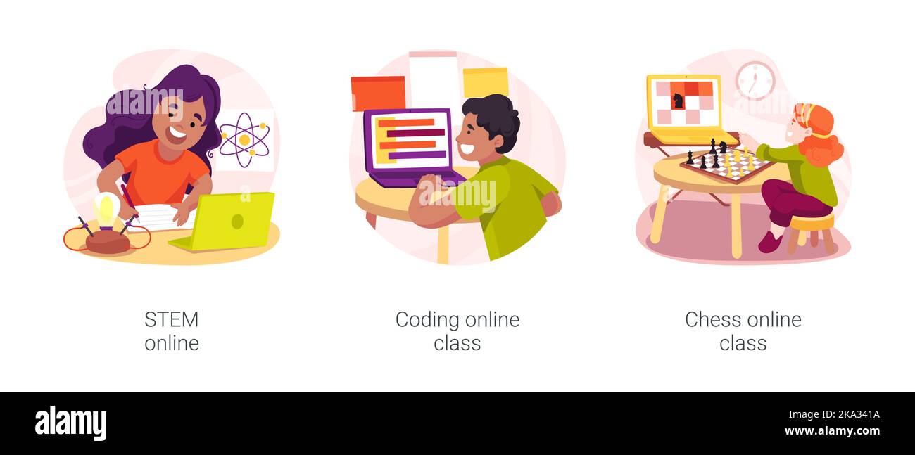 Distance learning for kids isolated cartoon vector illustration set ...