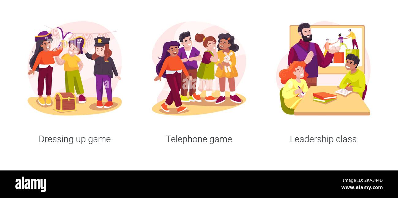 Gradeschoolers social and communication skills isolated cartoon vector ...