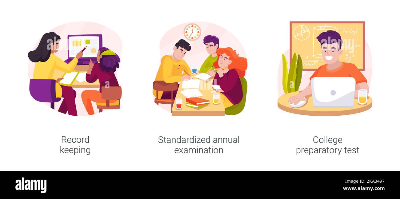 Middle and high school student testing isolated cartoon vector ...