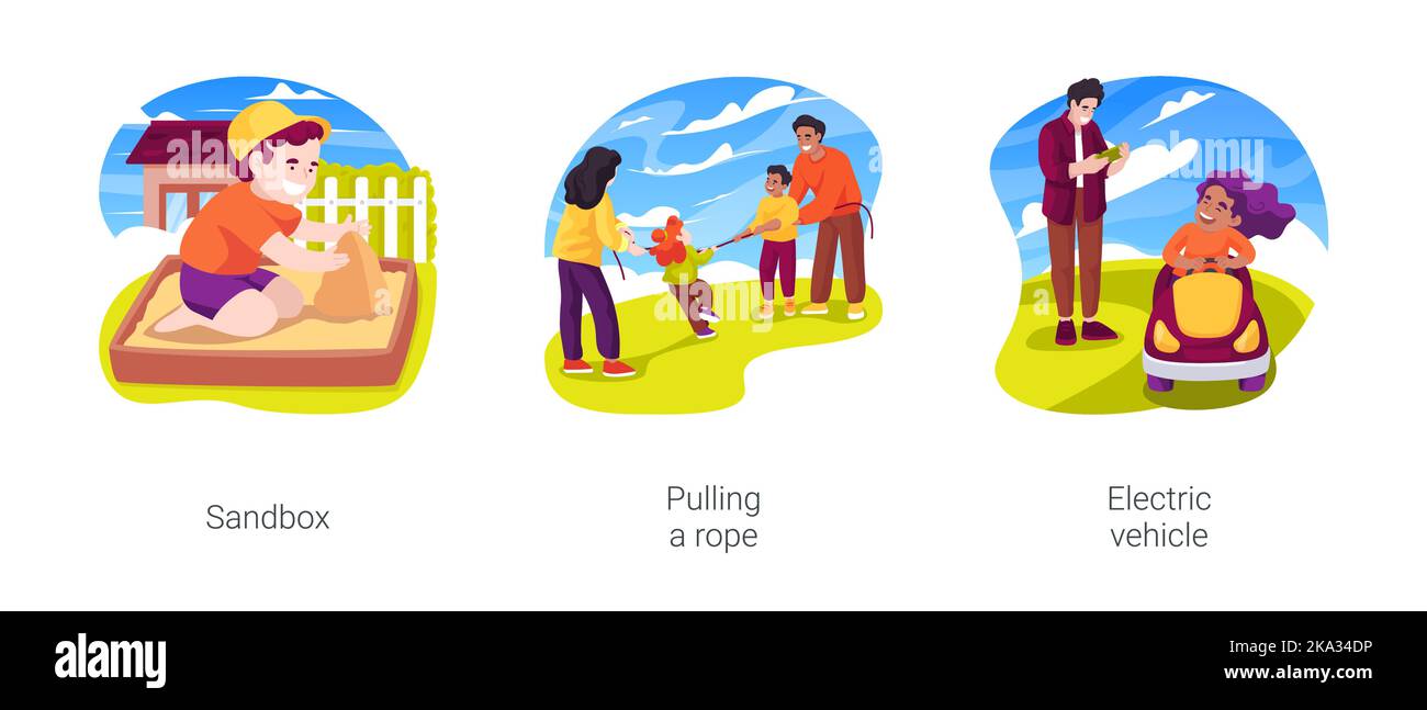 Outdoor summer activities isolated cartoon vector illustration set ...