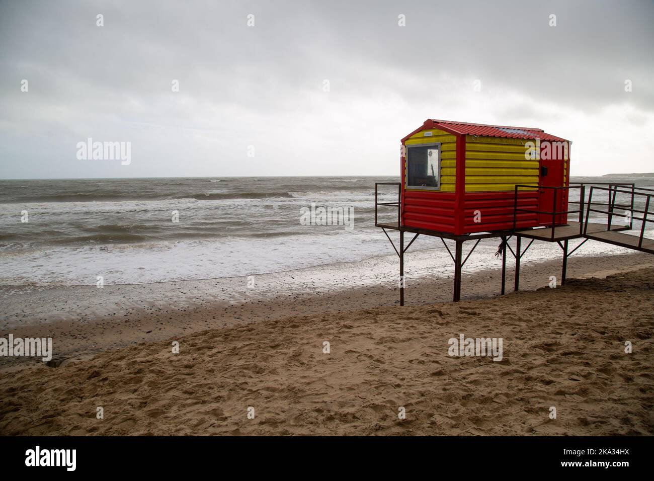 Lifeguard tower at Brittas Bay beach, County Wicklow, Ireland Stock ...