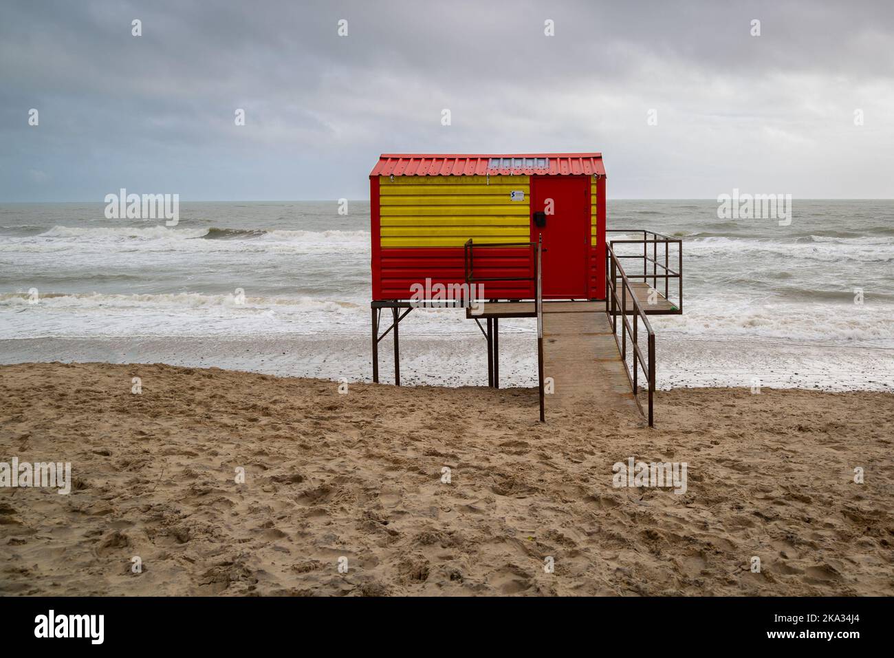 Lifeguard tower at Brittas Bay beach, County Wicklow, Ireland Stock ...